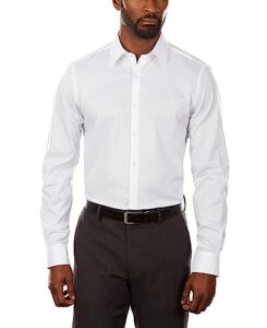 van heusen mens slim fit flex collar stretch solid dress shirt, white, 16.5 neck 34 -35 sleeve us