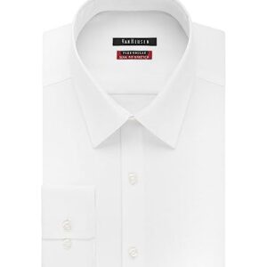 Van Heusen mens Slim Fit Flex Collar Stretch Solid Dress Shirt, White, 16.5 Neck 34 -35 Sleeve US