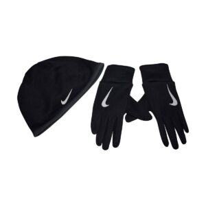 nike women's run thermal hat and glove set xs/s black/anthracite/silver (n.rc.32.045)