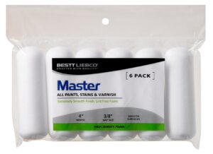 bestt liebco white foam mini rollers 4" x 3/8" white foam 6-pk