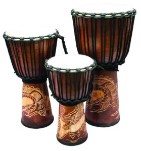 new djembe standard linecarv, 20" tall, 10" head, nk190 dragon