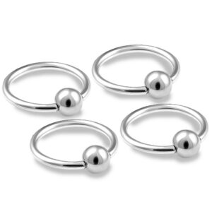 bodyjewellery 4pcs 16g captive bead ring cartilage hoop septum nose tragus snake bite lip bcr rook helix conch eyebrow 4mm ball - 10mm