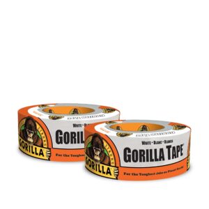 gorilla white duct tape, 1.88" x 10 yd, white, (pack of 2)