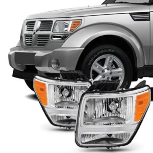 akkon - for 2007 2008 2009 2010 2011 dodge nitro headlights headlamps lh left & rh right side assembly