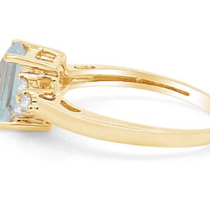 Jewel Zone US Simulated Blue Aquamarine & White Topaz CZ Fashion Ring in 14k Gold Over Sterling Silver (1.67 Cttw)