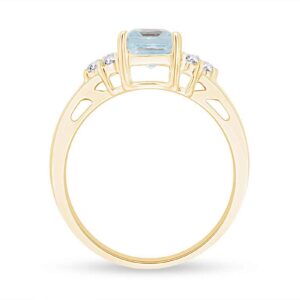 Jewel Zone US Simulated Blue Aquamarine & White Topaz CZ Fashion Ring in 14k Gold Over Sterling Silver (1.67 Cttw)