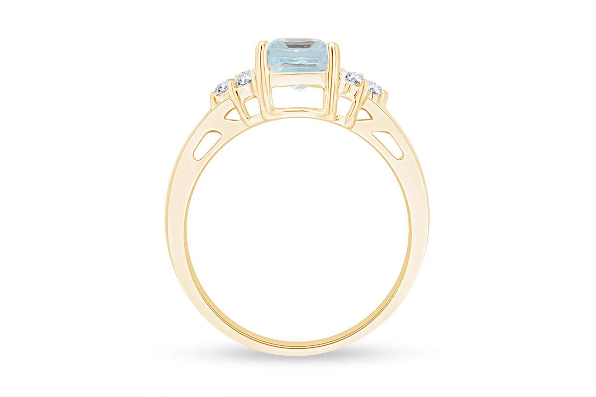 Jewel Zone US Simulated Blue Aquamarine & White Topaz CZ Fashion Ring in 14k Gold Over Sterling Silver (1.67 Cttw)