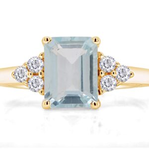 Jewel Zone US Simulated Blue Aquamarine & White Topaz CZ Fashion Ring in 14k Gold Over Sterling Silver (1.67 Cttw)