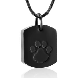 minicremation cremation jewelry urn necklace for ashes for pet, paw print memorial ash jewelry, keepsake pendant for pet's cat dog's ashes with filling kit