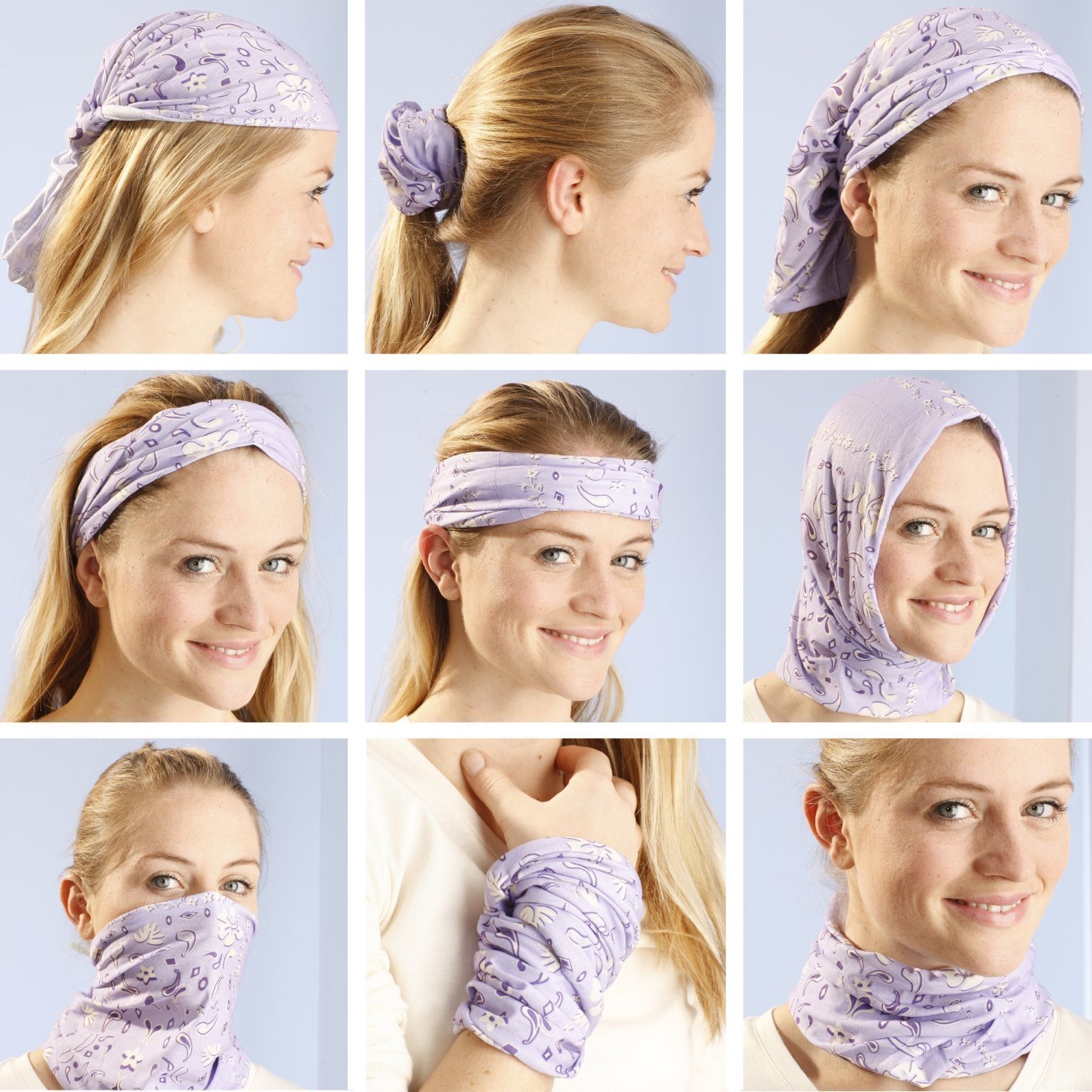 KALILY 6PCS Headband Bandana - Face Shield Mask Headwrap Scarf Neck Gaiter Hair Band