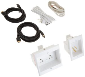 powerbridge two-pro-h2 dual outlet recessed in-wall cable management system and two 10-foot high-speed hdmi cables (latest standard) bundle