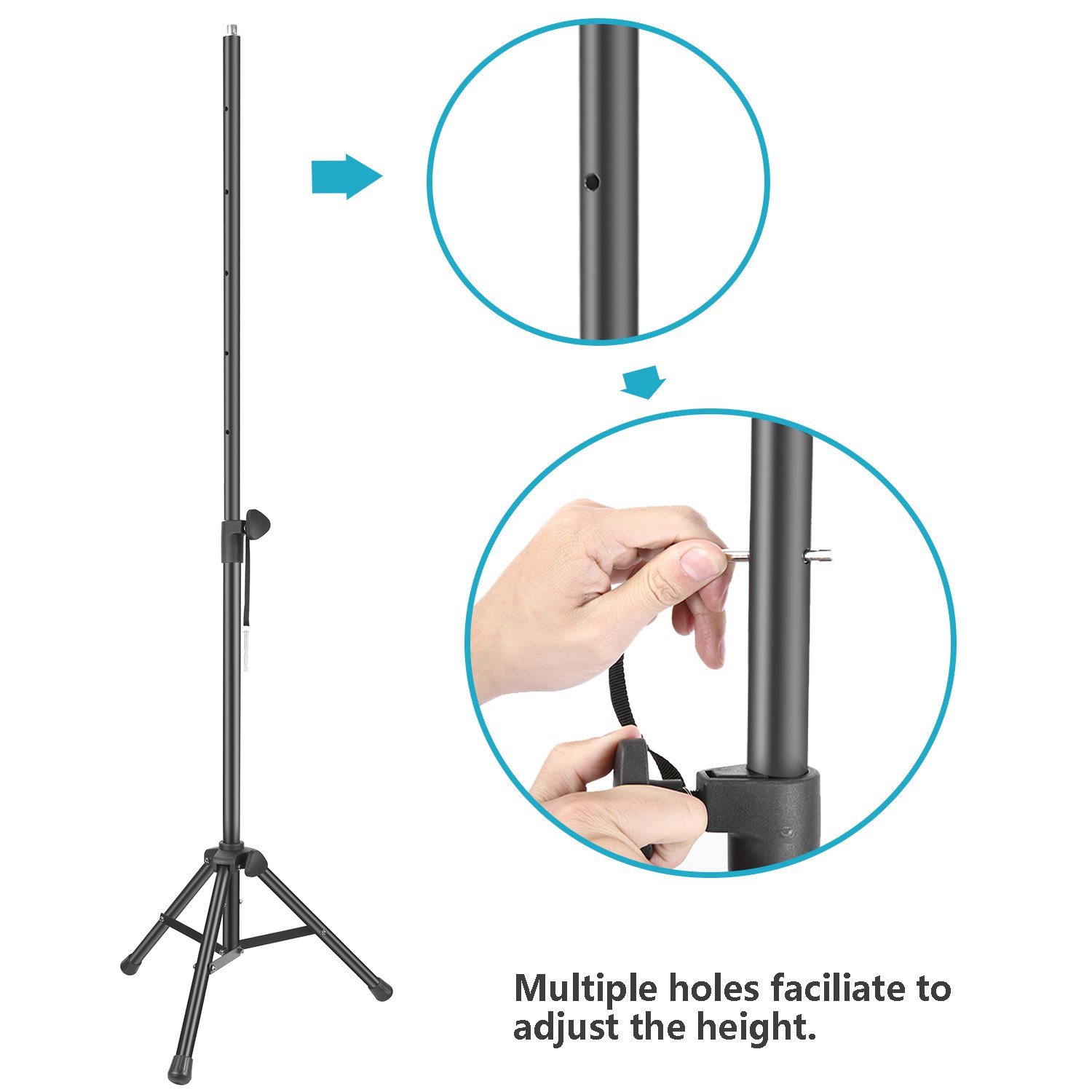 Neewer NW002-1 Wind Screen Bracket Stand with Aluminum Tube, Non-slip Feet, Adjustable Height, 65.2 inches/165.5 centimeters Stand Suitable for Supporting Acoustic Isolation Shield in Studio (Black)