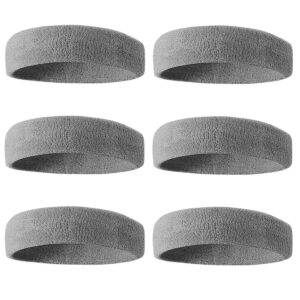 beace sweatbands sports headband for men & women - 6pcs moisture wicking athletic cotton terry cloth sweatband for tennis, basketball, running, gym, working out