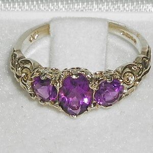 LetsBuyGold 925 Sterling Silver Real Genuine Amethyst Womens Anniversary Ring - Size 8