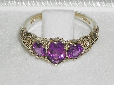 LetsBuyGold 925 Sterling Silver Real Genuine Amethyst Womens Anniversary Ring - Size 8