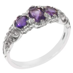 letsbuygold 925 sterling silver real genuine amethyst womens anniversary ring - size 8