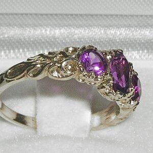 LetsBuyGold 925 Sterling Silver Real Genuine Amethyst Womens Anniversary Ring - Size 8