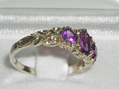 LetsBuyGold 925 Sterling Silver Real Genuine Amethyst Womens Anniversary Ring - Size 8