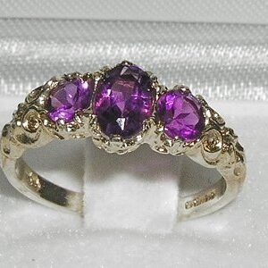 LetsBuyGold 925 Sterling Silver Real Genuine Amethyst Womens Anniversary Ring - Size 8