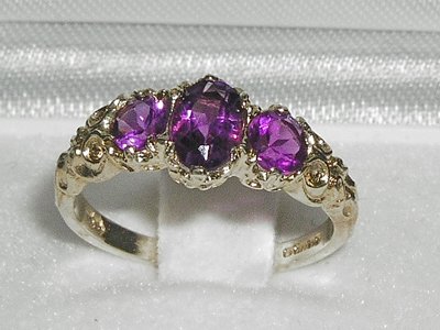 LetsBuyGold 925 Sterling Silver Real Genuine Amethyst Womens Anniversary Ring - Size 8