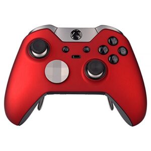 extremerate scarlet red soft touch replacement shell front faceplate cover for xbox one elite controller model 1698 with thumbstick accent rings - controller not included