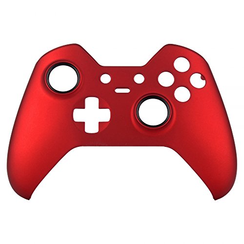 eXtremeRate Scarlet Red Soft Touch Replacement Shell Front Faceplate Cover for Xbox One Elite Controller Model 1698 with Thumbstick Accent Rings - Controller NOT Included