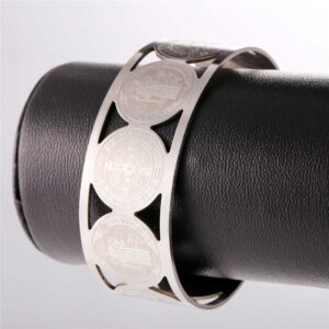 U7 St Benedict Medal Bracelet Stainless Steel Upper Arm Cuff Bracelets 24MM Wide Chunky Bangle for Women