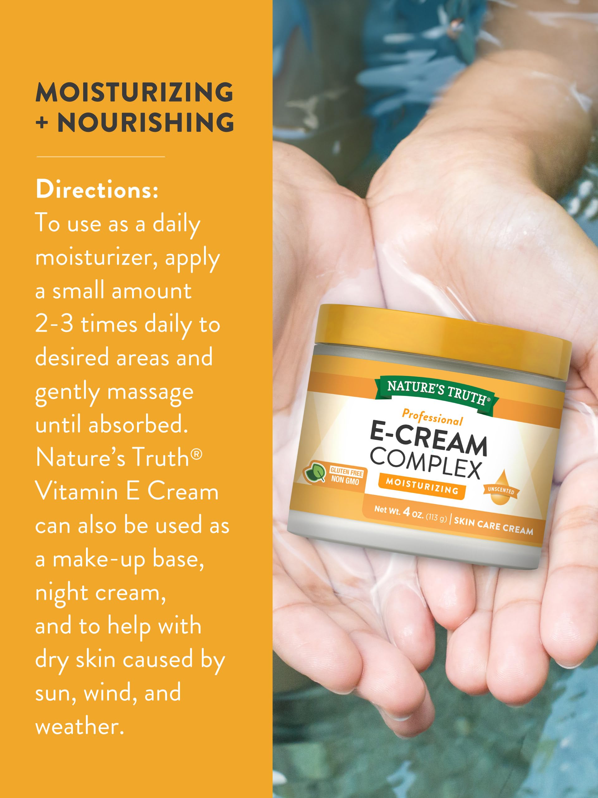 Vitamin E Cream Complex | with Vitamin A & D | 4 oz | Moisturizing Skin Care Cream | by Nature's Truth