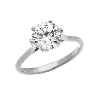 calirosejewelry 10k white gold 3 carat engagement and proposal solitaire ring (size 7)