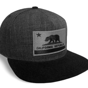 Strange Cargo Tees California State Flag Dark Grey and Black Flat Brim Baseball Cap Hat Snapback