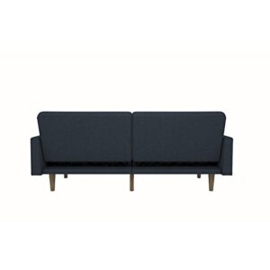 DHP Paxson Convertible Futon Couch Bed with Linen Upholstery and Wood Legs - Navy Blue, Modern/Contemporary