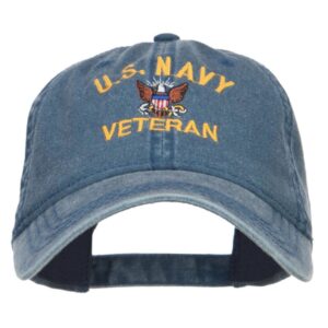 e4hats.com us navy veteran military embroidered washed cap - navy osfm