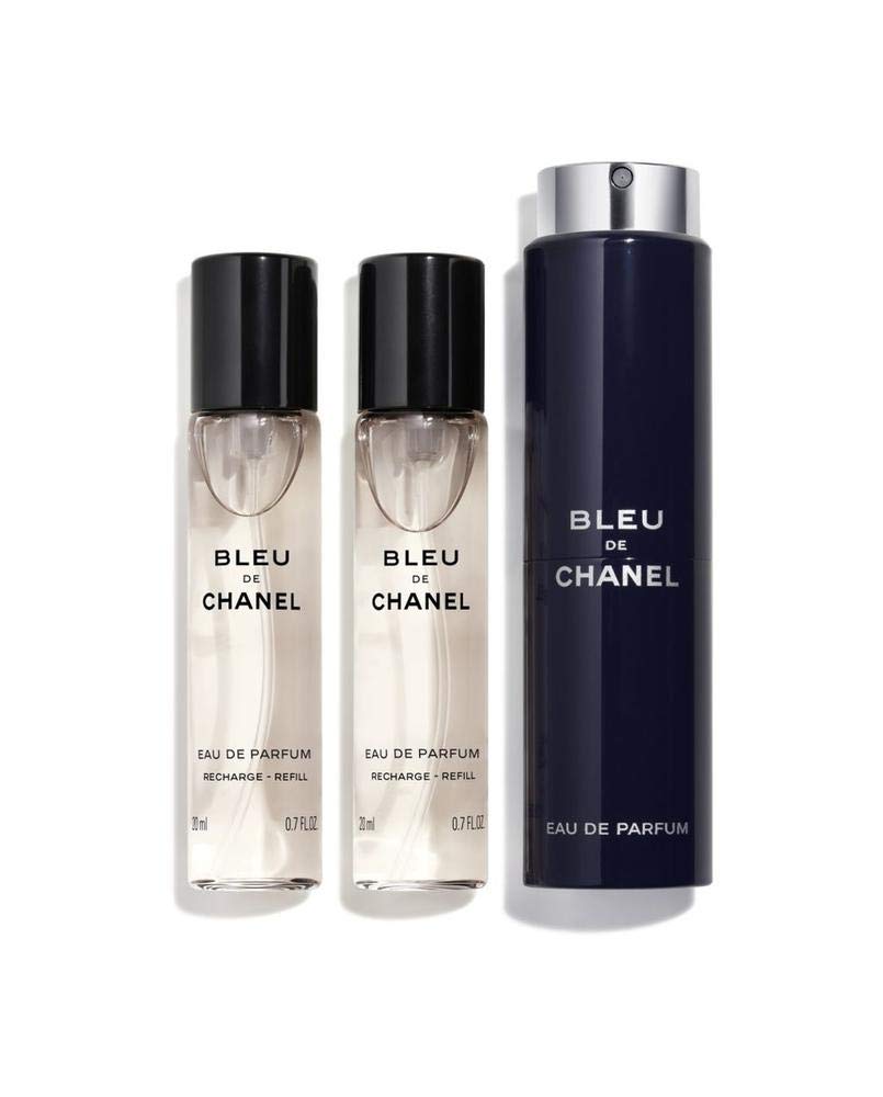 CHANEL Bleu De Eau De Parfum Travel Spray for Men 3 X 0.7 Oz, 2.1 Fl Oz, 3 pc set (purse spray)