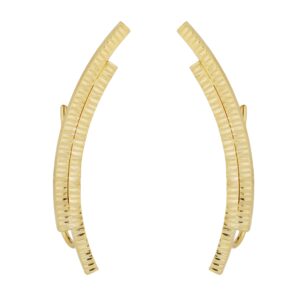 kooljewelry 14k yellow gold double curved bar climber earrings