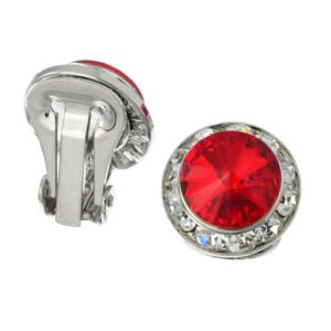 PammyJ 15mm Crystal CLIP-ON Earrings (Red)