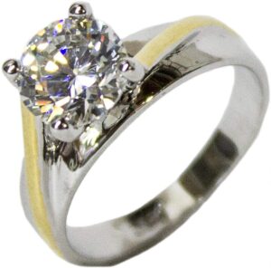 rs covenant women's rhodium plated dress ring two tone round cut solitaire cz 099 (5)