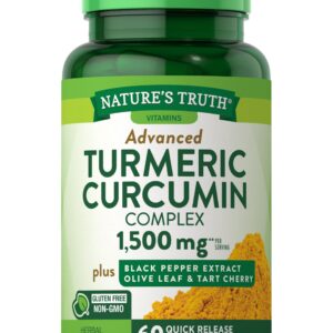 Nature's Truth Turmeric Curcumin 1500 mg | 60 Capsules | with Black Pepper Extract, Olive Leaf & Tart Cherry | Non-GMO, Gluten Free Supplement