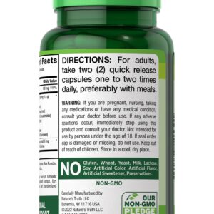 Nature's Truth Turmeric Curcumin 1500 mg | 60 Capsules | with Black Pepper Extract, Olive Leaf & Tart Cherry | Non-GMO, Gluten Free Supplement