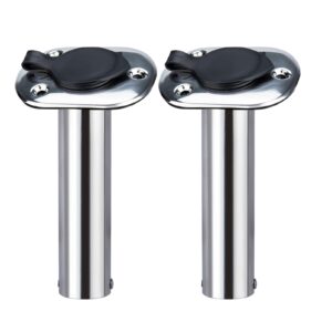 2pcs boat stainless steel fishing rod holder flush mount 90 degree with pvc cap,inner tube and gasket for marine boat yacht