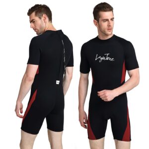 layatone mens shorty wetsuit 3mm neoprene diving suit with back zipper, adults shorty wetsuits for swimming diving snorkeling kayaking