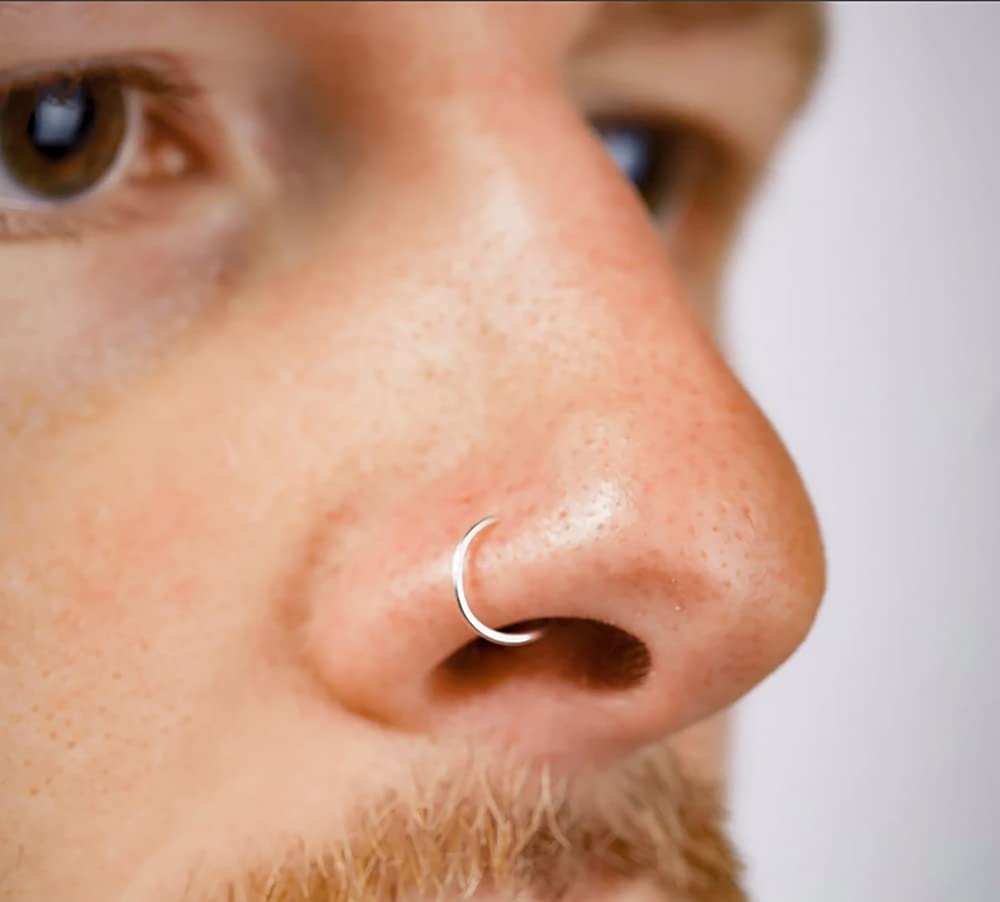 22 Gauge (0.6mm) - 6mm Diameter 925 Sterling Silver Seamless Continuous Tiny Hoop Nose Ring Piercing Body Jewelry