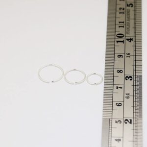 22 Gauge (0.6mm) - 6mm Diameter 925 Sterling Silver Seamless Continuous Tiny Hoop Nose Ring Piercing Body Jewelry