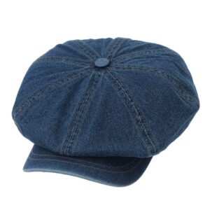 withmoons denim cotton newsboy hat baker boy beret flat cap kr3613 (darkblue)