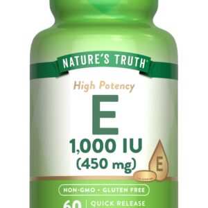 Nature's Truth Vitamin E Softgels | 1000 IU | 60 Count | Non-GMO & Gluten Free Supplement