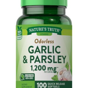 Nature's Truth Odorless Garlic and Parsley | 1200mg | 100 Softgel Capsules | Non-GMO & Gluten Free Extract Supplement