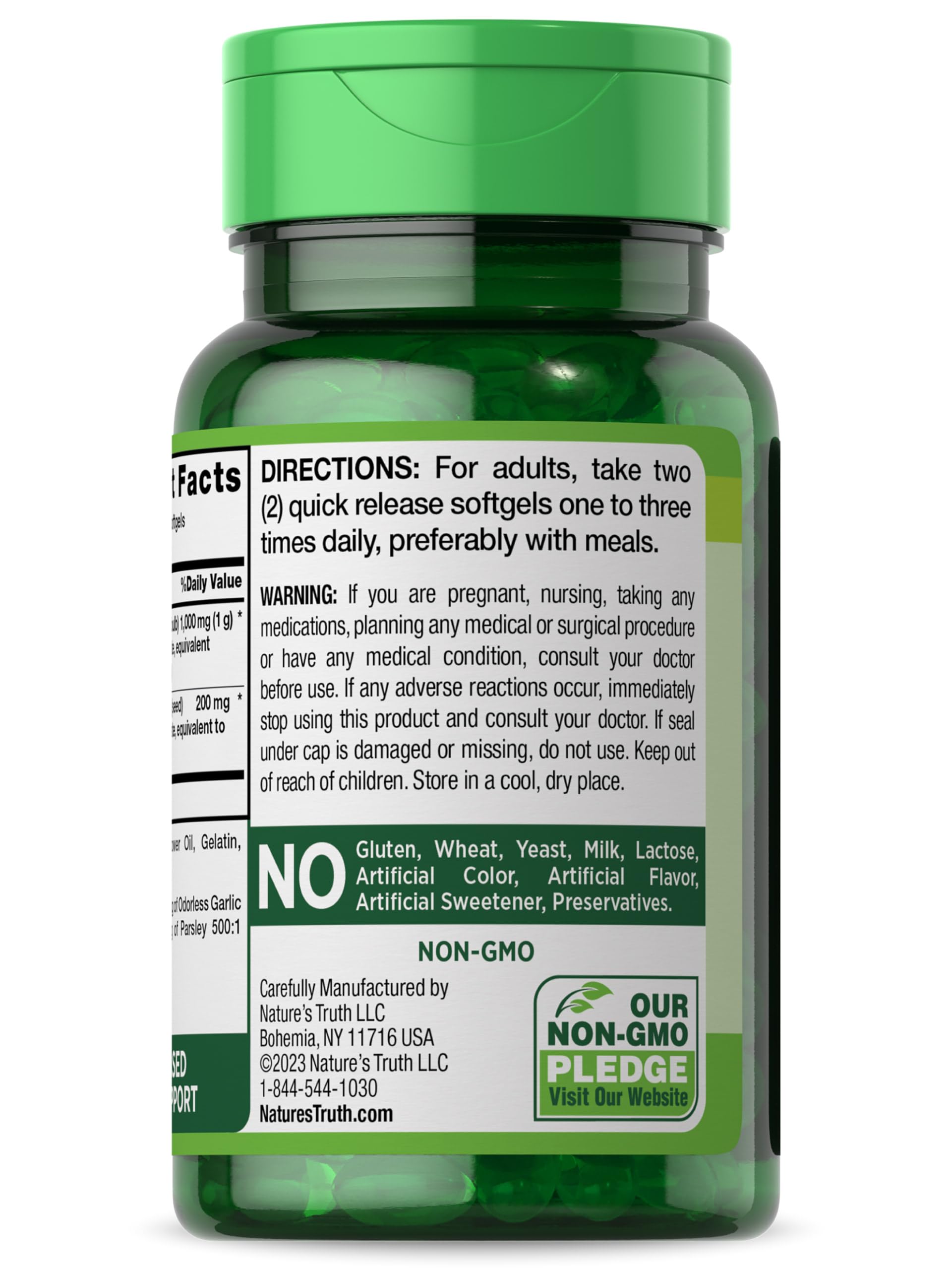 Nature's Truth Odorless Garlic and Parsley | 1200mg | 100 Softgel Capsules | Non-GMO & Gluten Free Extract Supplement