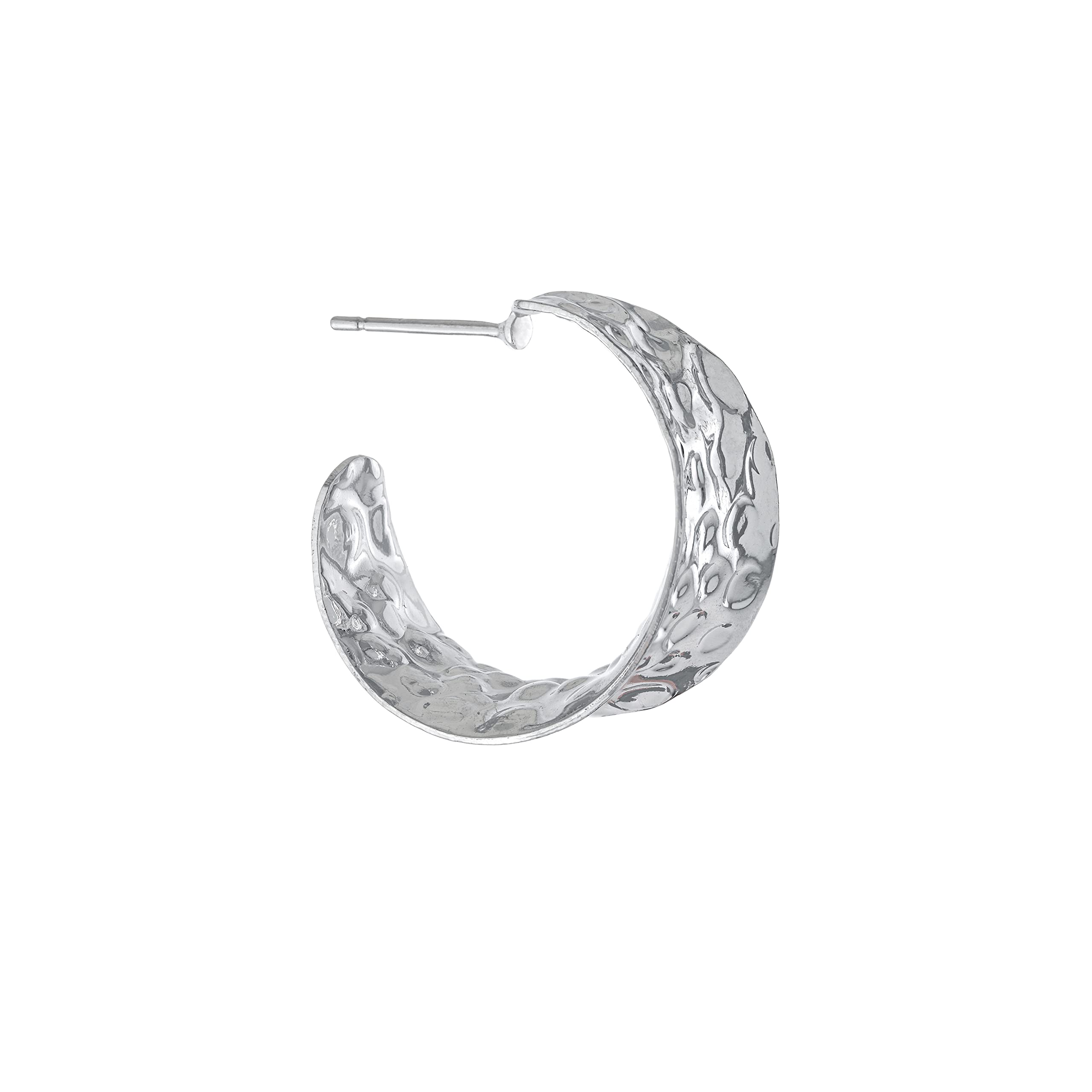 Amazon Essentials Fine Silver Plated 25mm X 13.7mm Medium Hammered Post Hoop Earrings (previously Amazon Collection)