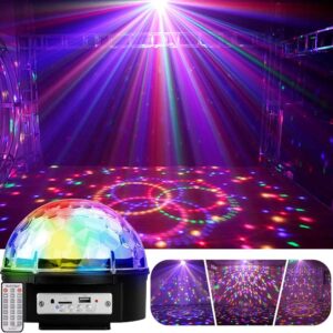 youoklight disco light, 9 color led music crystal ball, sound activated, remote control, for party, home, room, dance, birthday gift, kids club