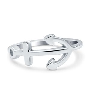 blue apple co. size-08 anchor band rhodium plated statement fashion thumb ring 925 sterling silver