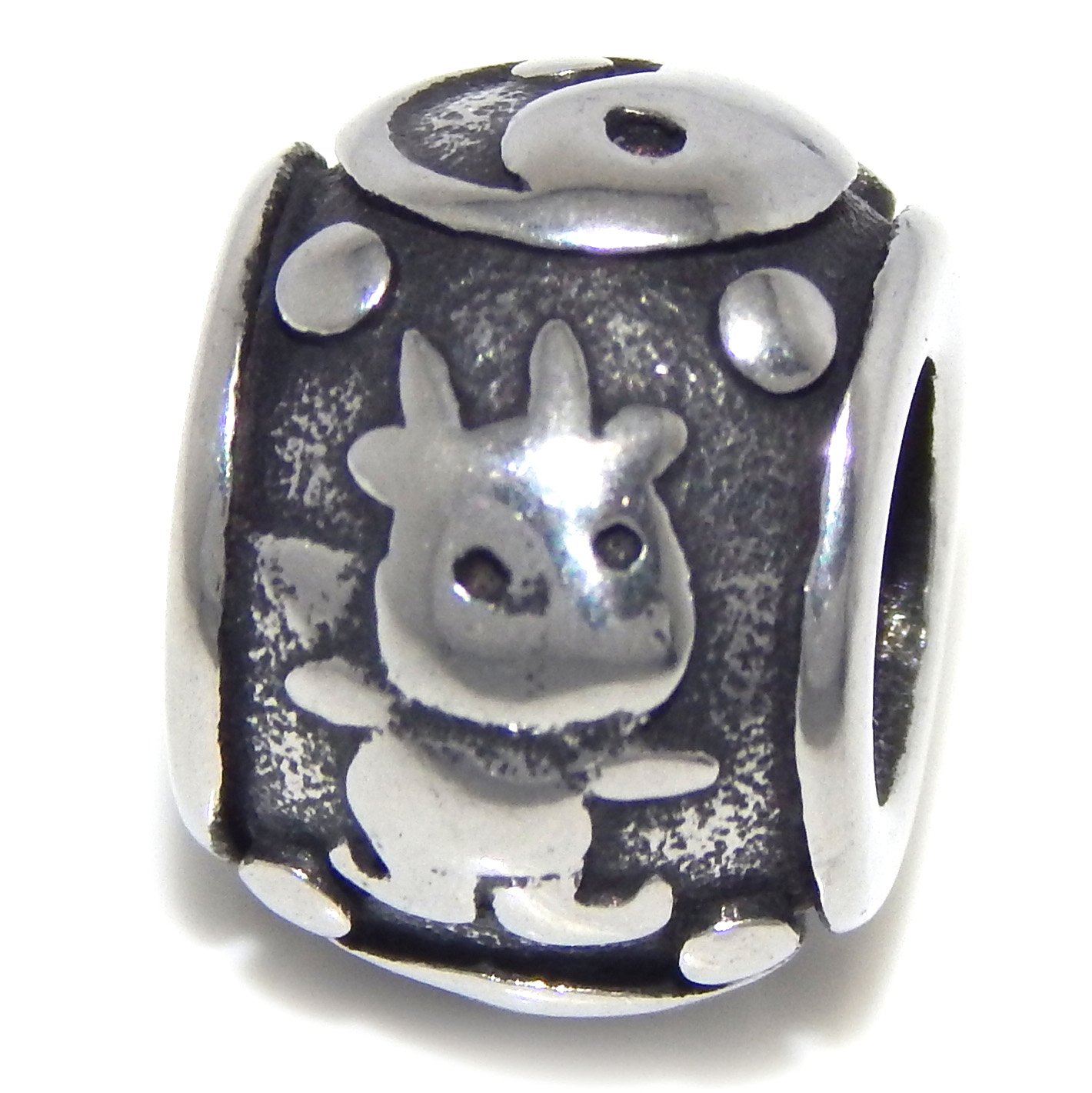 ICYROSE Stainless Steel Chinese Goat Zodiac Sign Spacer Charm Bead for European Snake Chain Bracelets